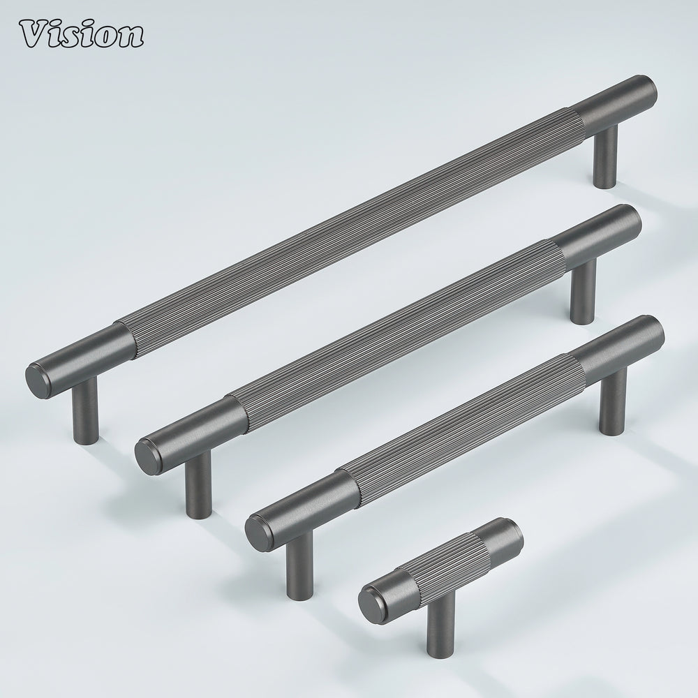Ignite Linear Knurled Cabinet Handle - Gunmetal | Vision Cabinet Hardware